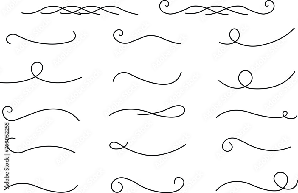 Hand drawn swirling lines and ornamental curls collections. Abstract ...