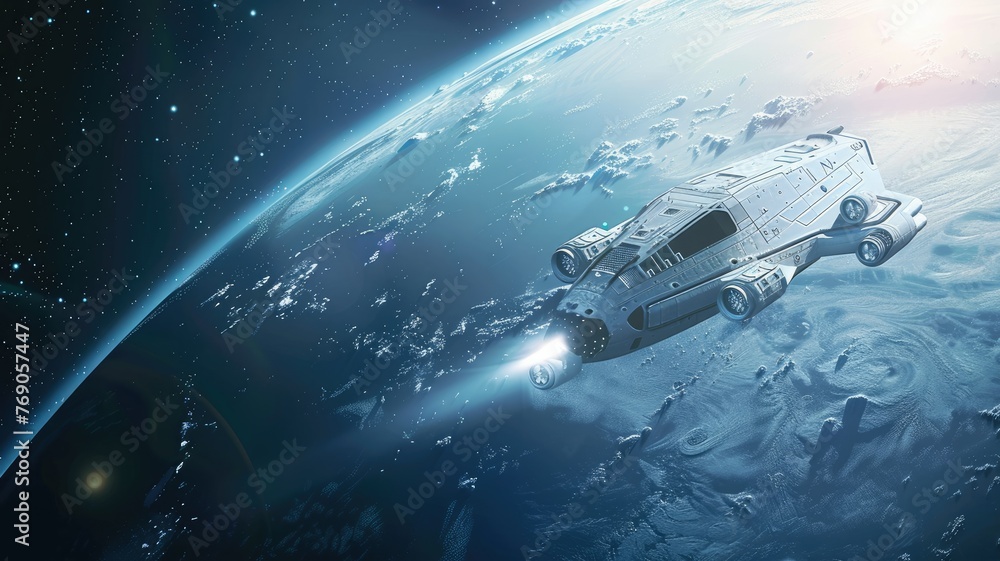 Exploring space with armored spacecraft - An image capturing a highly ...