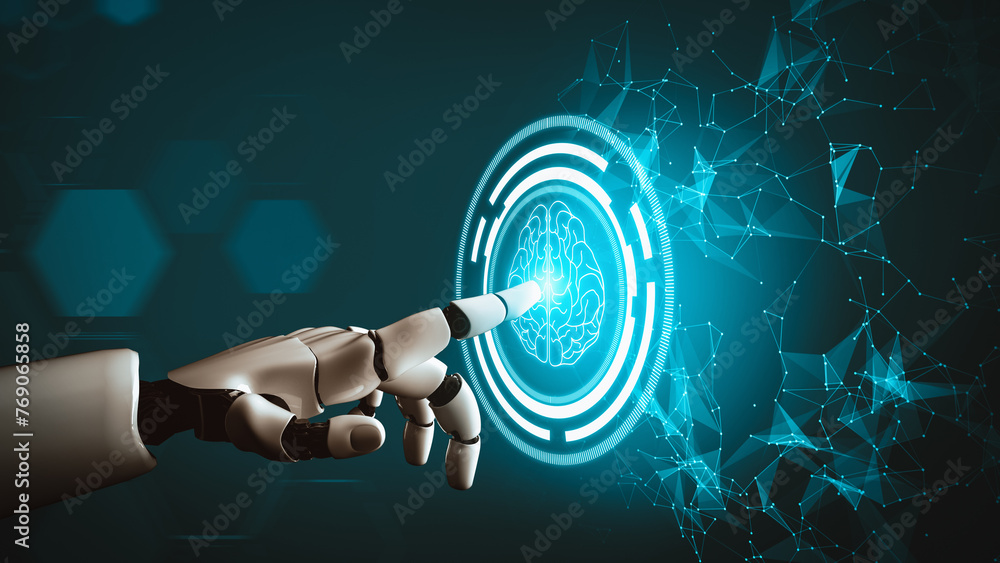 XAI 3D rendering futuristic droid robot technology development ...