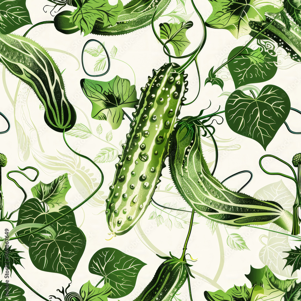 Cucumber and leaf pattern tile, pattern idea with weird painting motifs ...