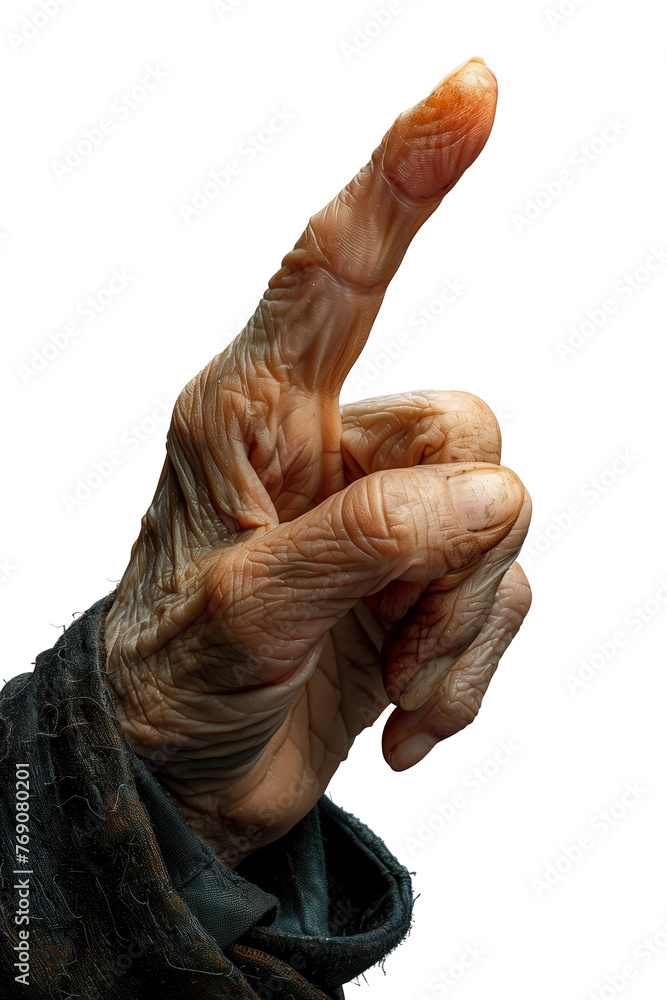 High detailed finger of old woman isolated on transparent background ...