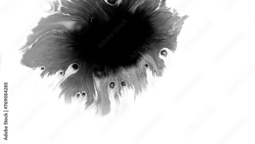 Ink drop on white background, Ink splattering and washing, ink bleed ...