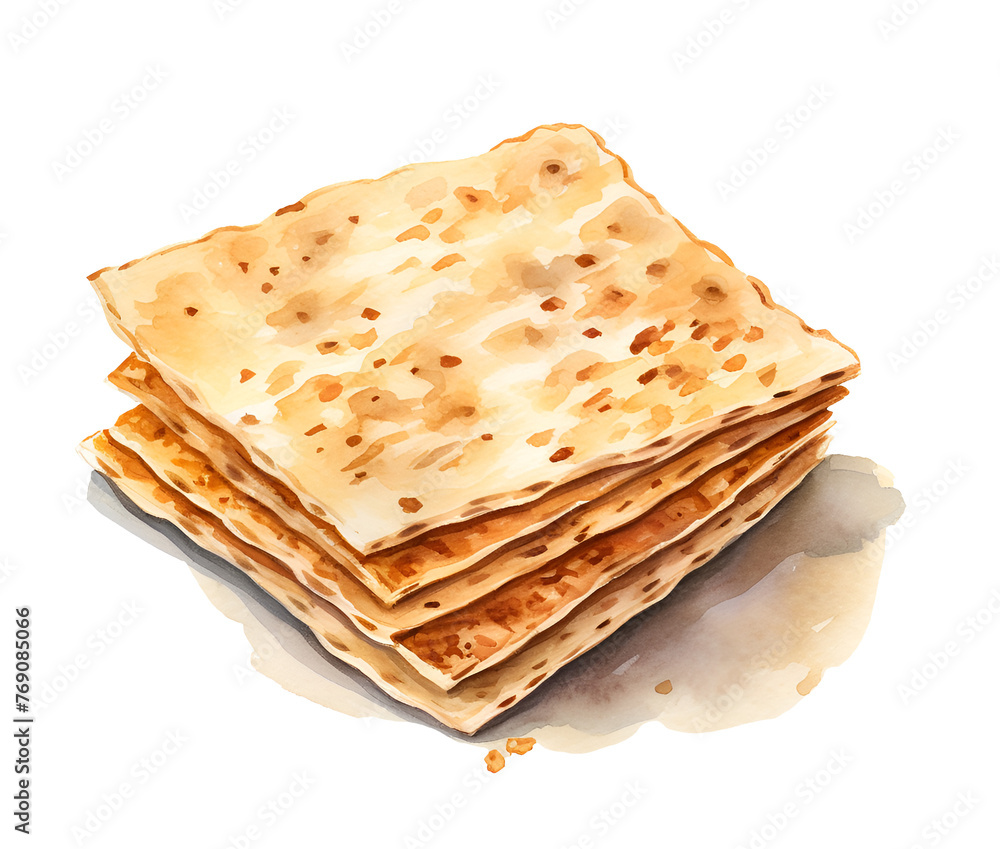 Matzah, watercolor clipart illustration with isolated background. Stock ...