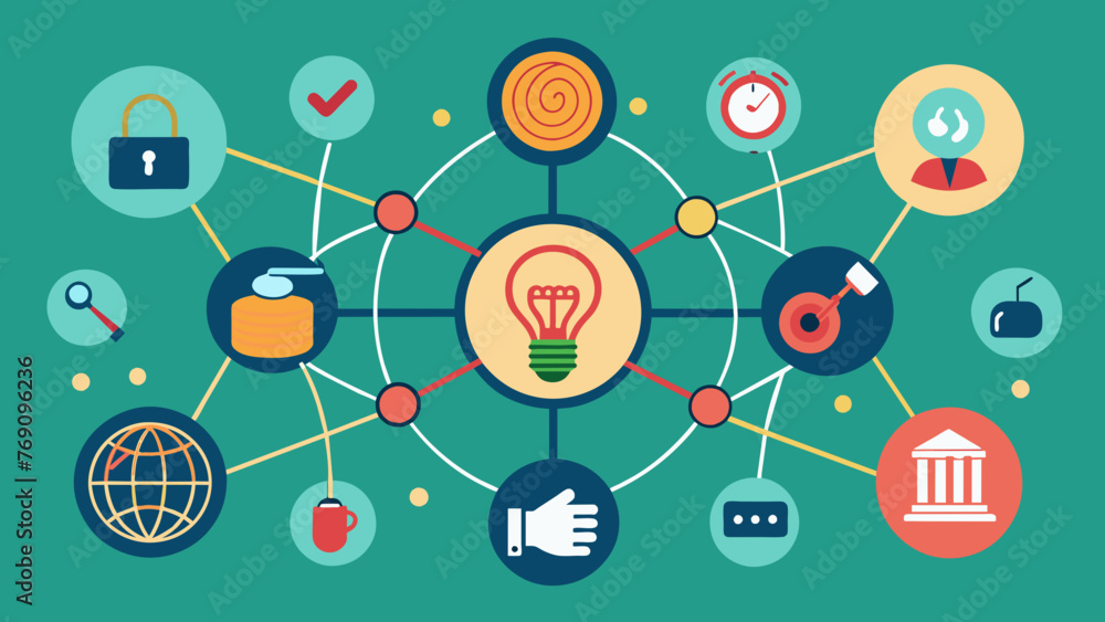 Poster, Foto A tangled web with symbols of different forms of ...