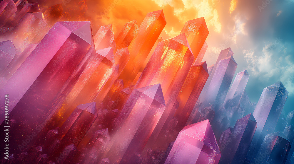 3d render of abstract art with parts of surreal fantasy magic mineral ...