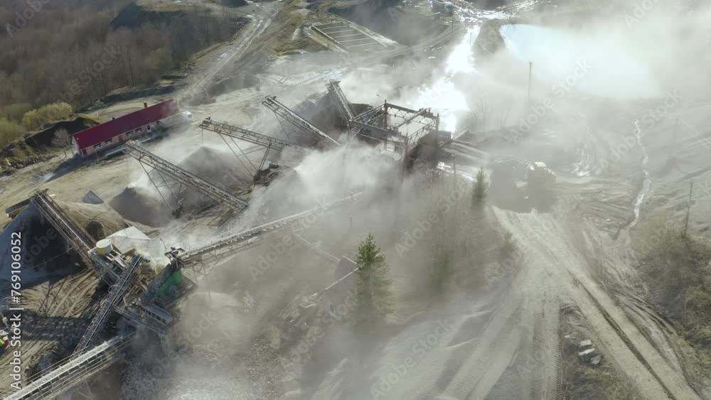 Carpathian Mountains of Ukraine, a quarry where granite sandstone is ...