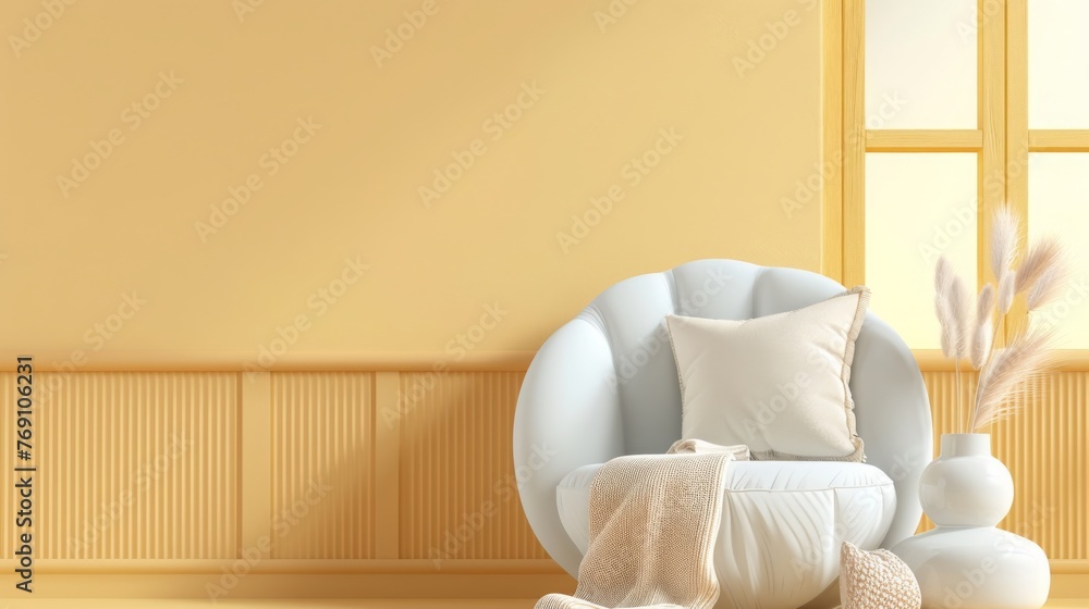 yellow virtual empty room background backdrop banner image with window ...