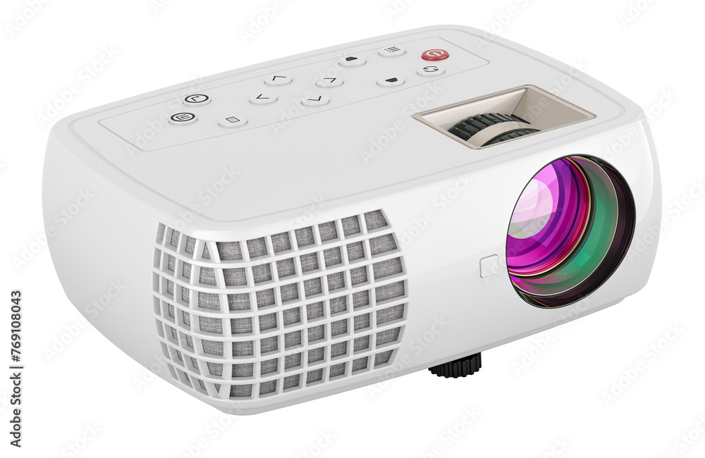White projector, closeup. 3D rendering isolated on transparent ...