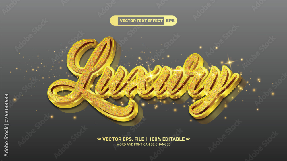 Editable 3d luxury gold fancy text style effect on glitter background ...