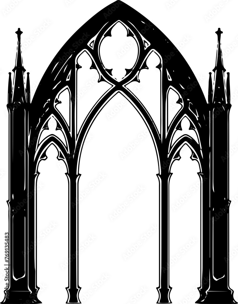 A gothic arch silhouette, capturing the essence of medieval ...
