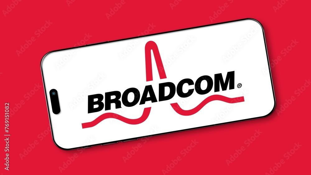 Istanbul, Turkey - 27 March 2024: Broadcom logo on smartphone screen ...