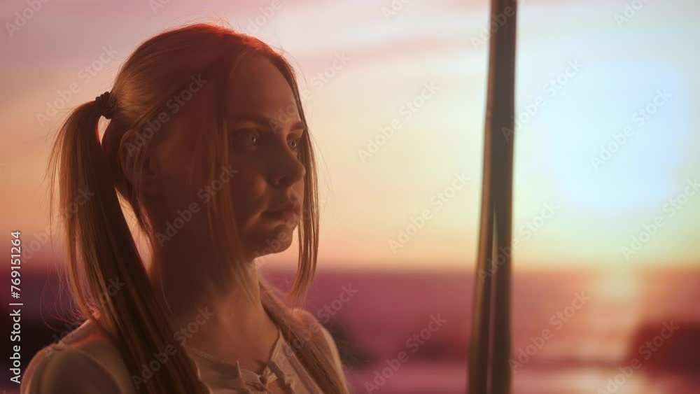 Person with sword posing at camera. Young woman in anime style outfit ...