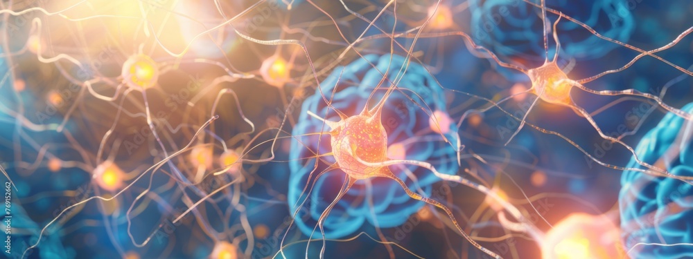 Cortisol influence on human brain, abstract representation. Digital ...