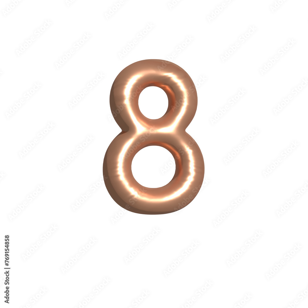 luxurious golden Peach Fuzz Balloon Font Number eight symbol in 3d ...