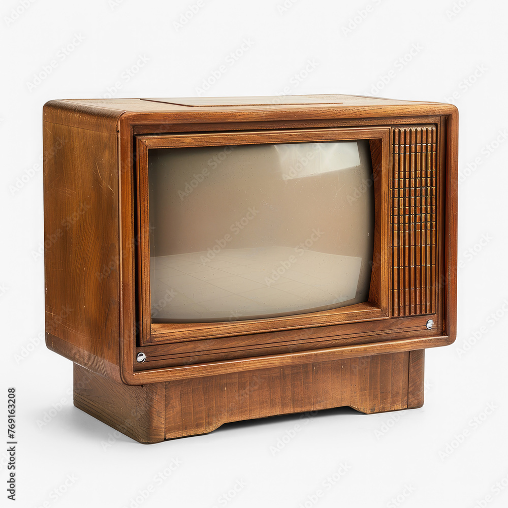 retro wooden tv box, cutout, png isolated transparent background Stock ...