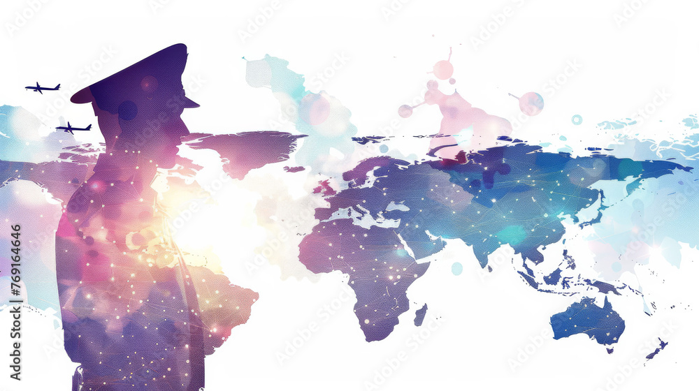 Outline of Commercial Pilot with an overlay of a global map and ...