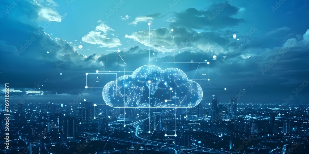 A diagram showing connections between 5G network cloud computing data ...