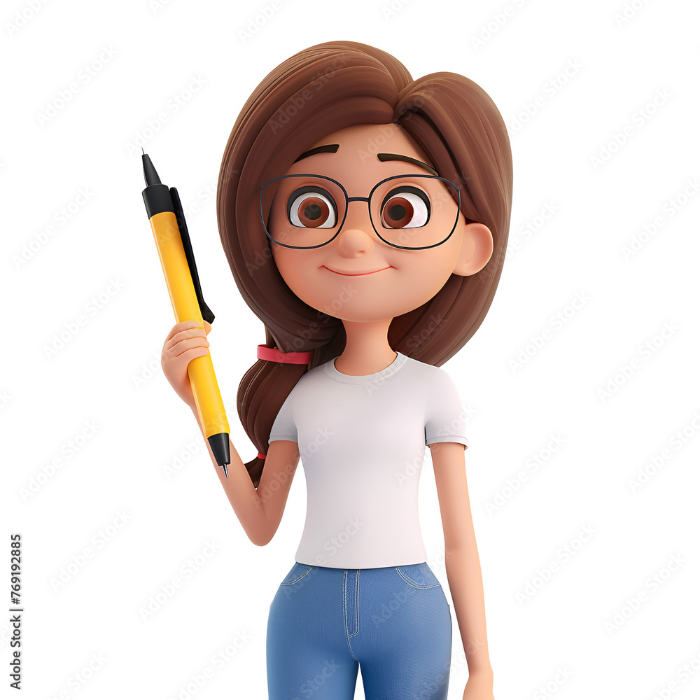 Teachers’ Day and Back to School Graphic: Simple 3D Cartoon Illustration of a Woman Teacher with ...