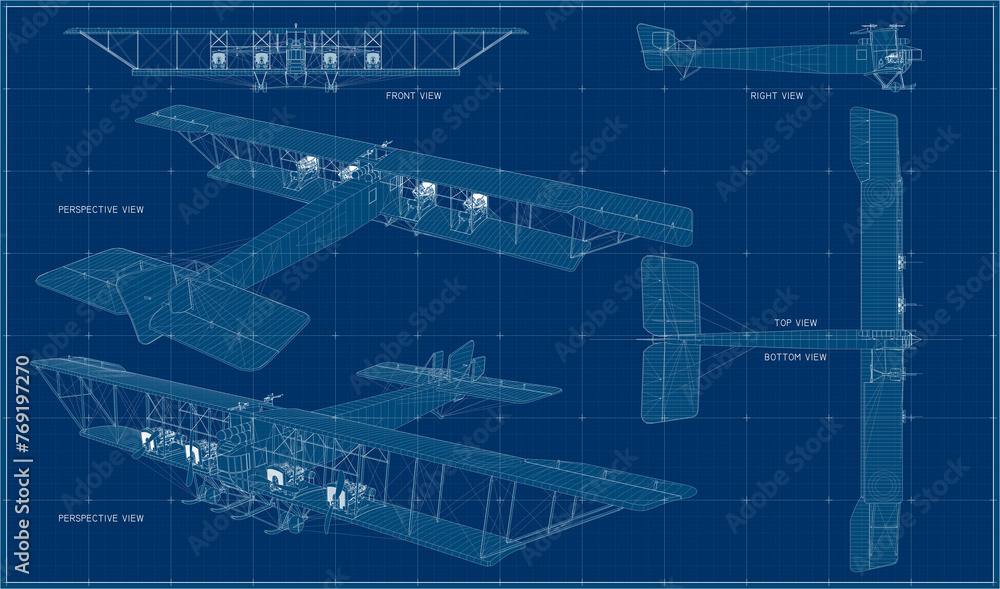 Heavy four-seat bomber from the First World War. Biplane Ilya Muromets ...