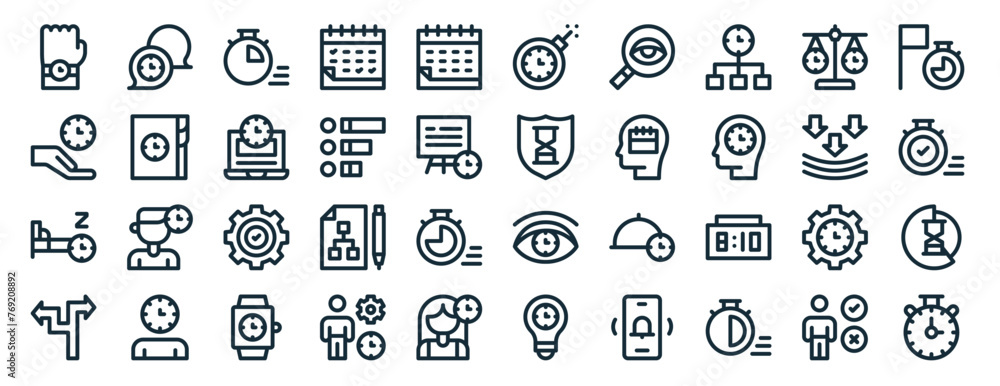 set of 40 outline web time management icons such as time management ...