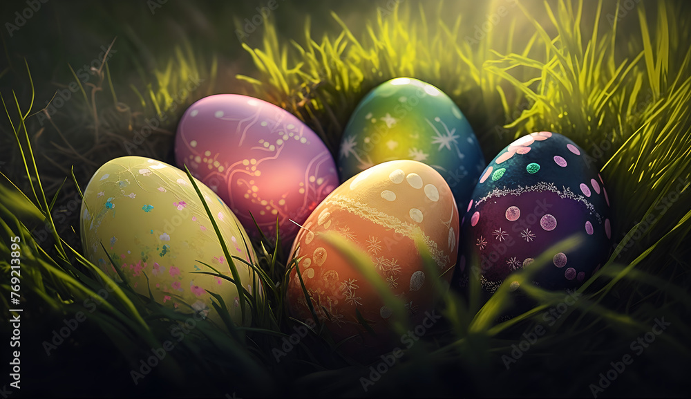 Illuminate the joy of Easter dawn with a detailed view of shiny Easter ...