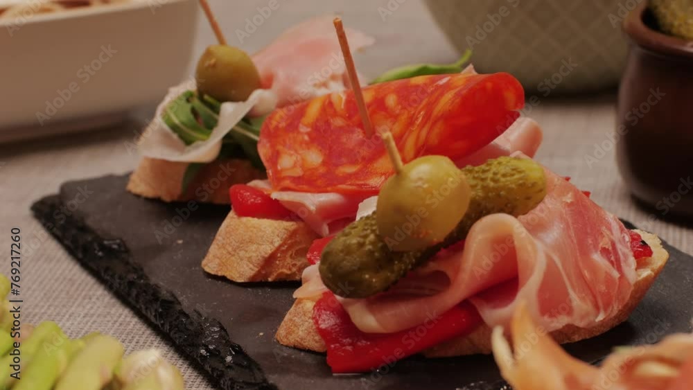 Italian or Spanish restaurant with traditional tapas food, Spanish ...