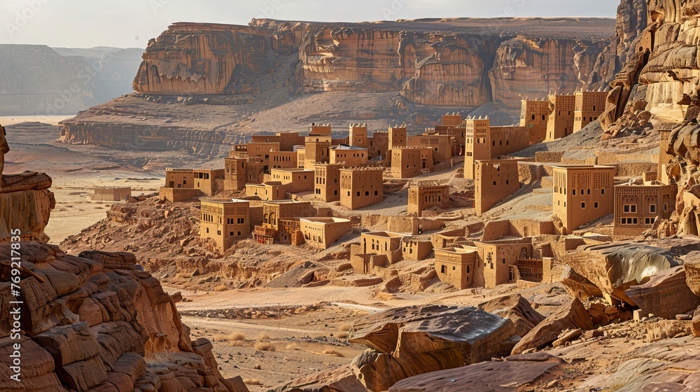 The ancient ghost town of Al Ula in Saudi Arabia is portrayed ...