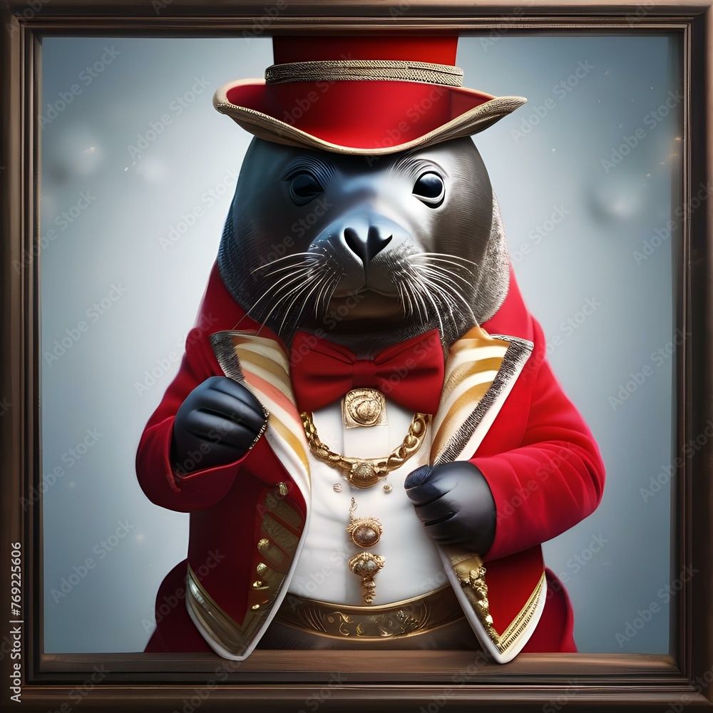 A seal wearing a circus ringmaster's outfit, cracking a whip1 Stock ...