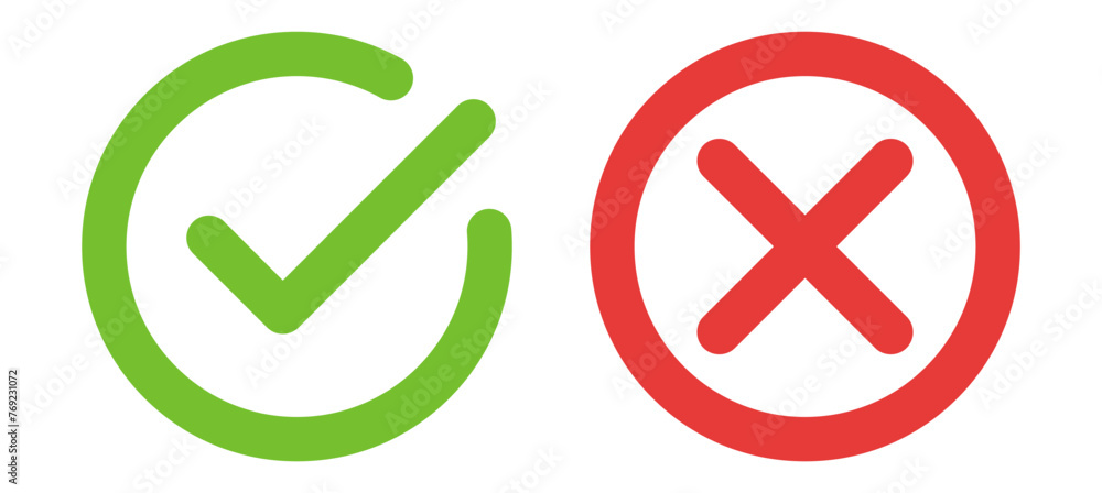 check mark icon button set. check box icon with right and wrong buttons ...