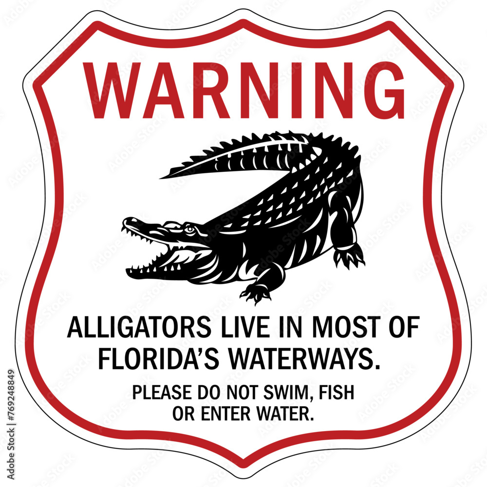 Alligator warning sign alligators live in most of florida's waterways ...