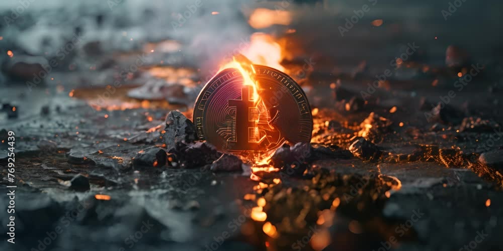 Vidéo Stock A visual metaphor for Bitcoin halving, showing a digital ...