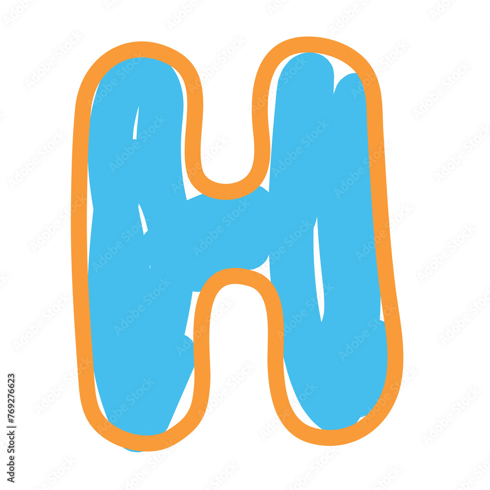 Hand drawn H alphabet letter for brand logo, icon, decoration, pastel ...