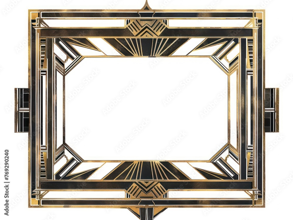 Art deco rectangle frame, geometric patterns and metallic finishes ...