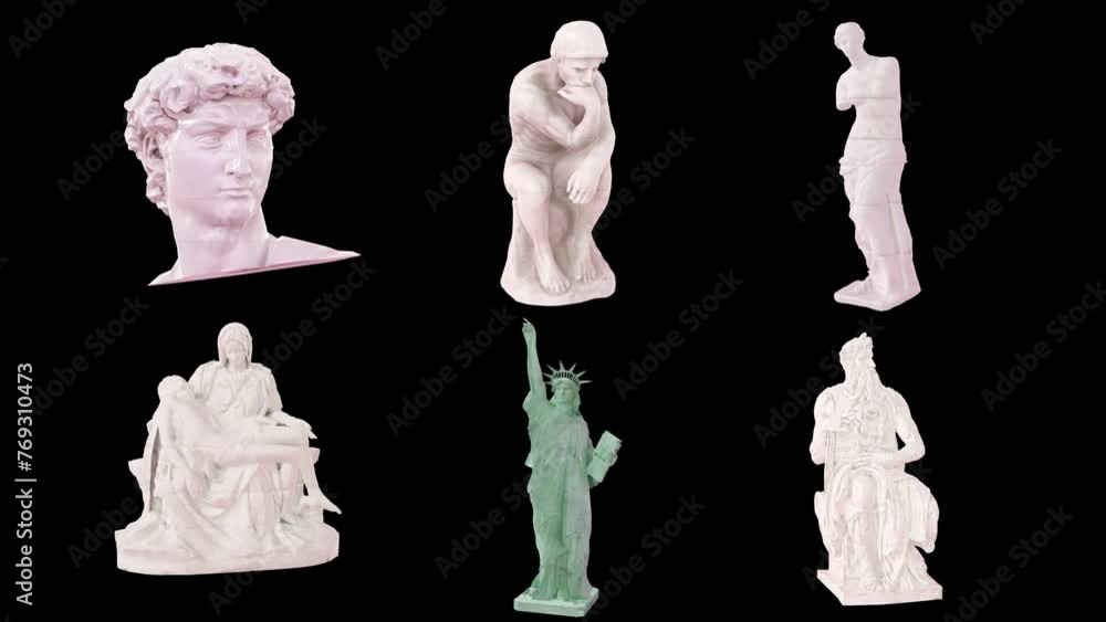 David Glitch with thinker and Moses, Statue Of Liberty, Venus de Milo ...