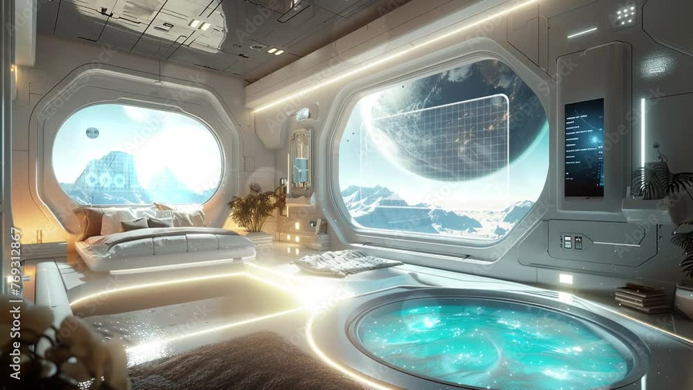 technology background with a luxury spaceship. galactic escape ...