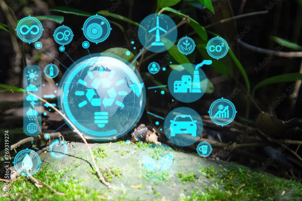 Displaying icon business value chain and sustainability. Life cycle ...