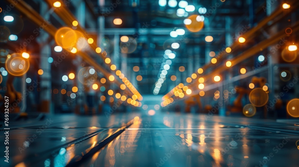 Factory background. a factory with robots in the background on the ...