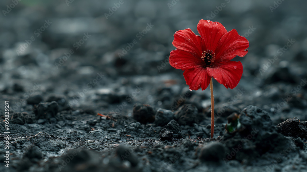 Resilient wilted flower in murky soil, a powerful symbol of struggle ...