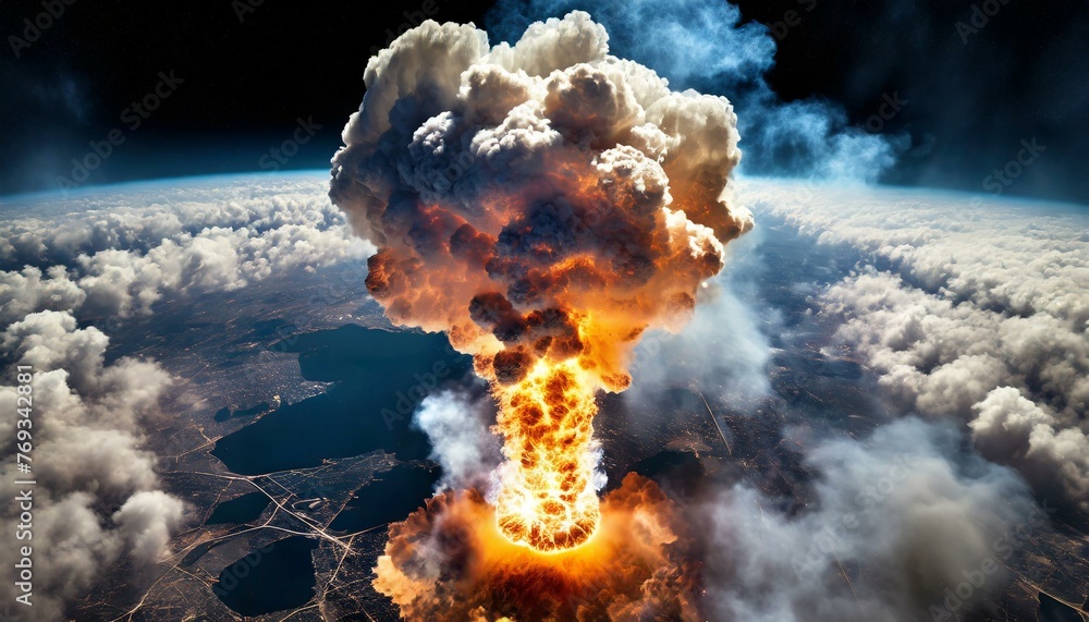 300 km satellite view, 25 km hyperrealistic high detailed smoke burning ...