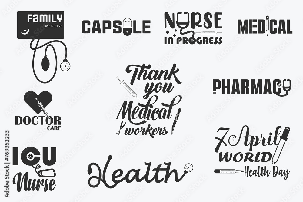 Medical And HealthCare Iconic Logo Design Bundle, Healthcare Emblem ...