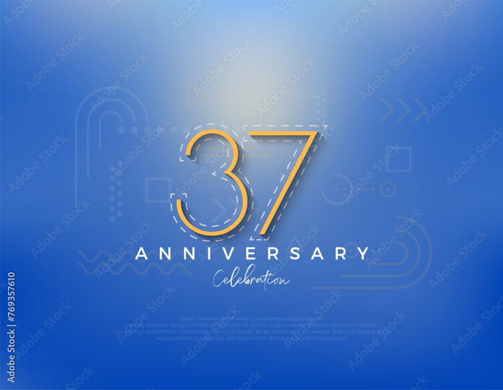 Line art number design for 37th anniversary celebration. Premium vector ...
