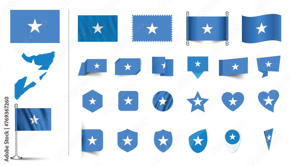 set of Somalia flag, flat Icon set vector illustration. collection of ...