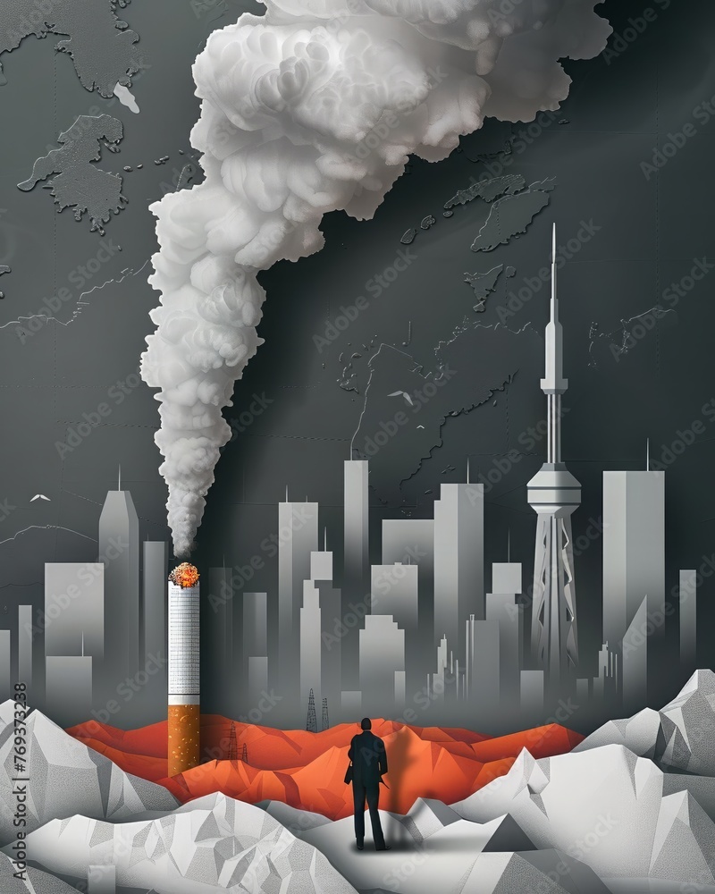 Infographic of economic impact of smoking on society, dynamic angle ...