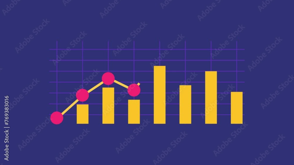 Animated video virtual charts, diagrams, schemes, graphs concept for ...