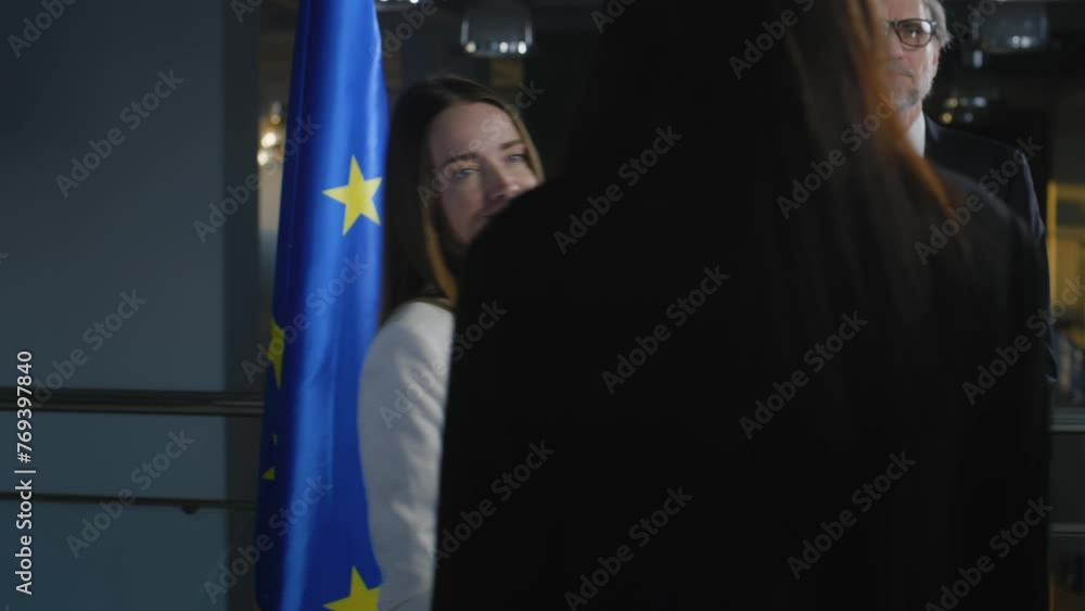 Positive female Representative of the European Union poses for the ...