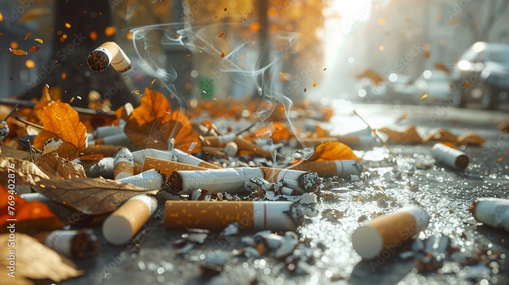 A vivid 3D rendering showcases a grim urban scene where discarded ...