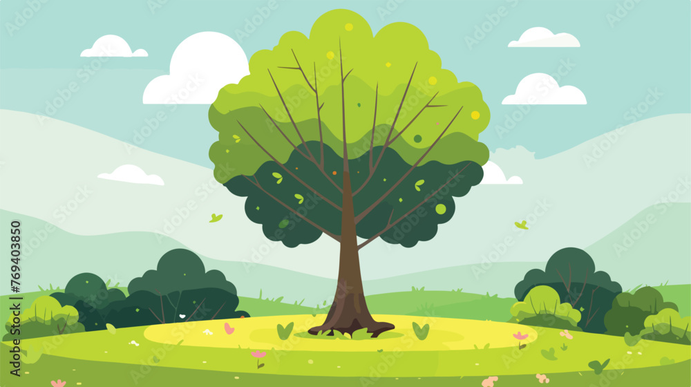 Nature tree cartoon flat cartoon vactor illustratio Stock Vector ...