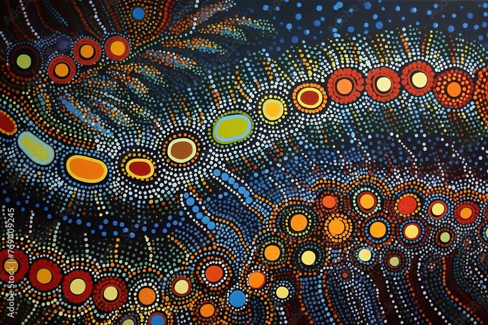 Australian Aboriginal dot painting style art dreamtime story of the sky ...