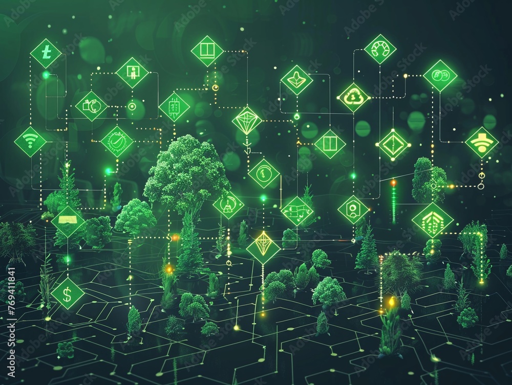 Chart mapping the digital green economys ecosystem with nodes for ...