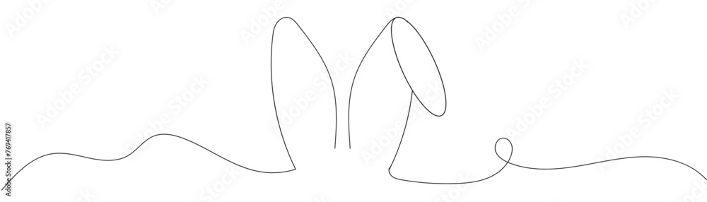 Easter Bunny Ears line art banner in scribble style hand drawn with ...